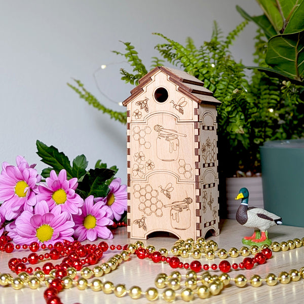 Small Honey Bee Hive with 3 Sections including Removable Honeycombs ...