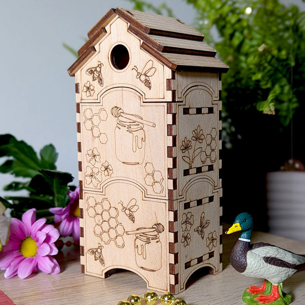 Small Honey Bee Hive with 3 Sections including Removable Honeycombs ...