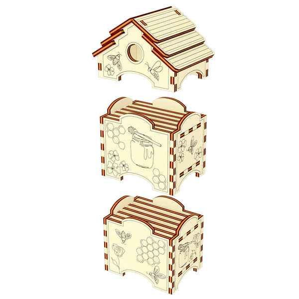 Small Honey Bee Hive with 3 Sections including Removable Honeycombs ...