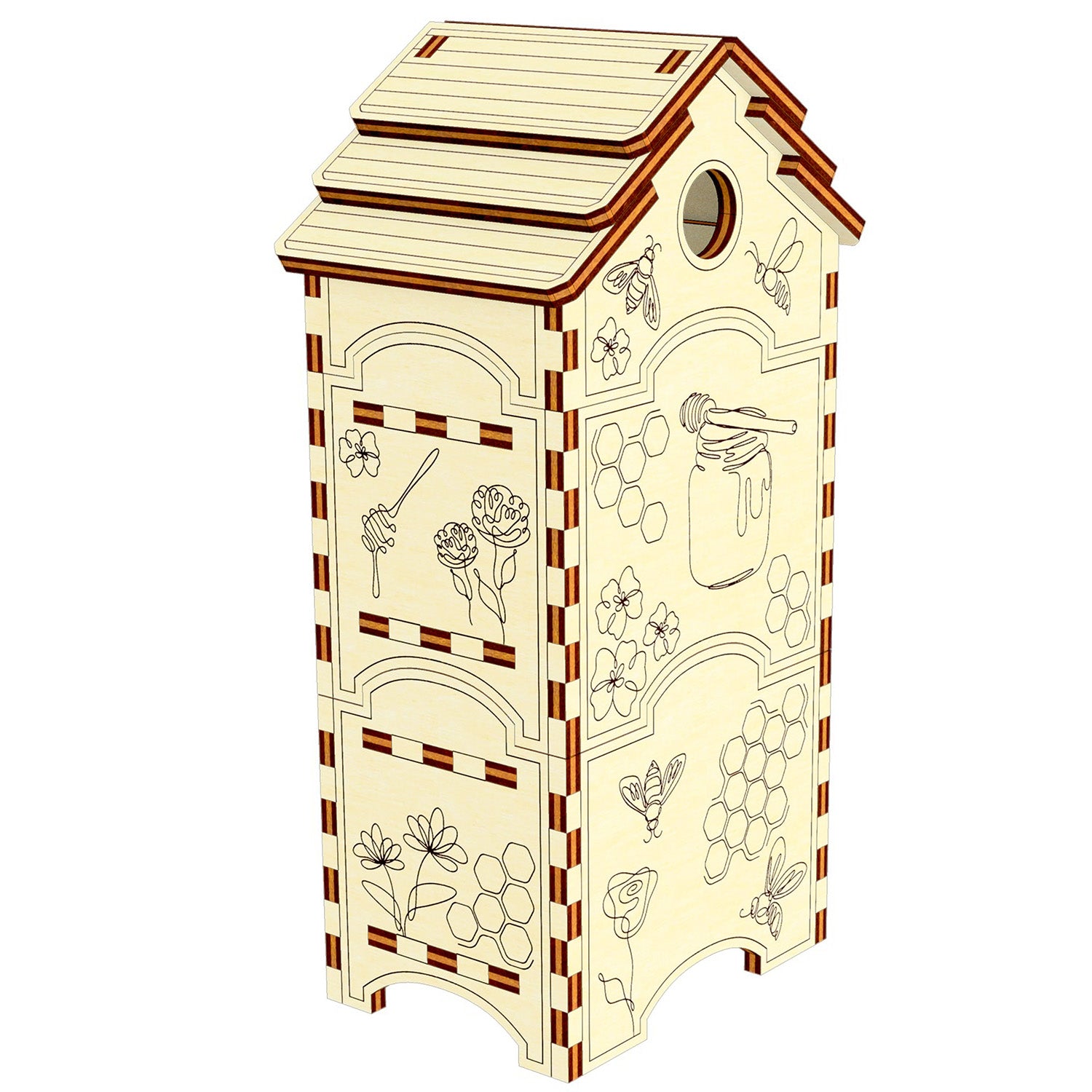 Small Honey Bee Hive with 3 Sections including Removable Honeycombs ...