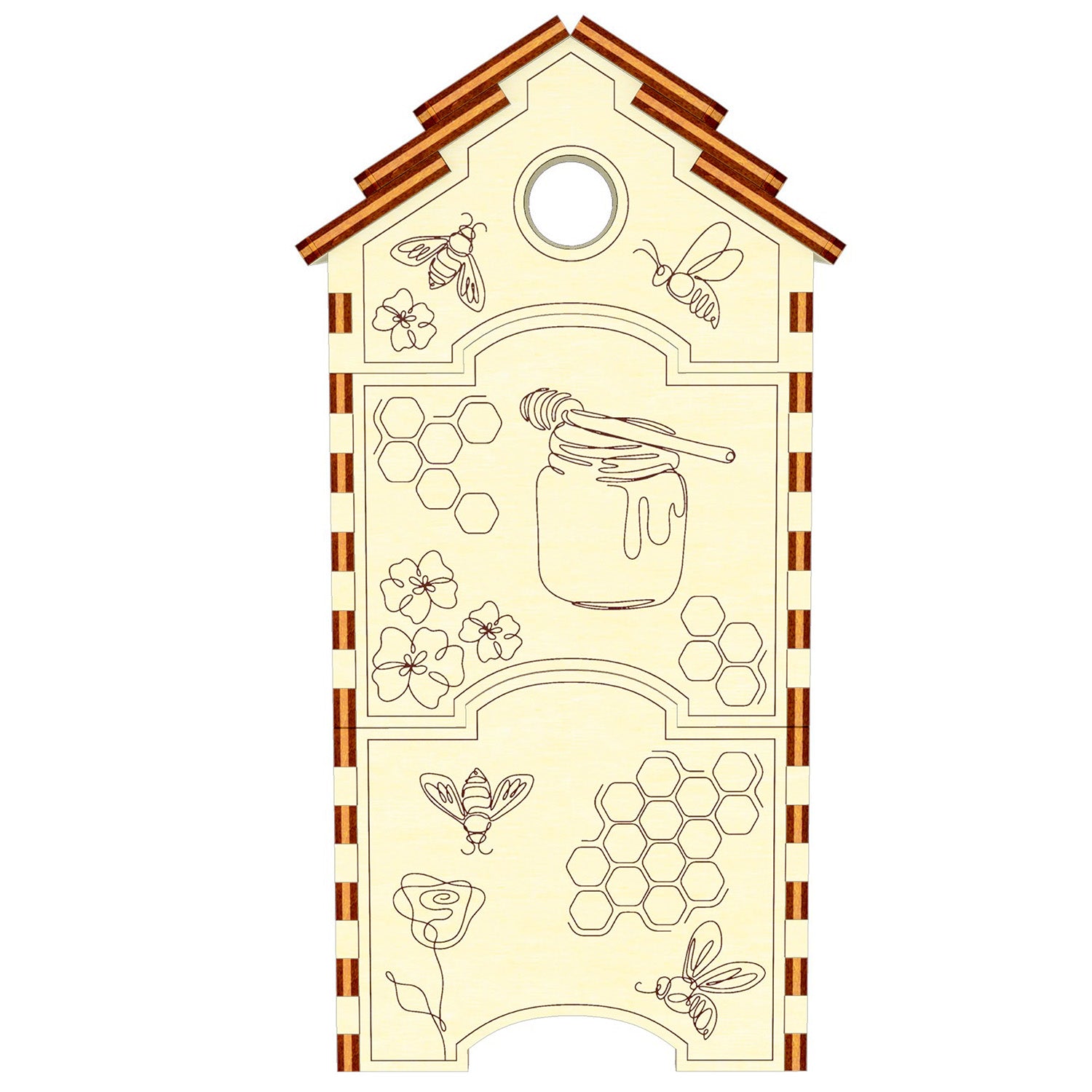 Small Honey Bee Hive with 3 Sections including Removable Honeycombs ...