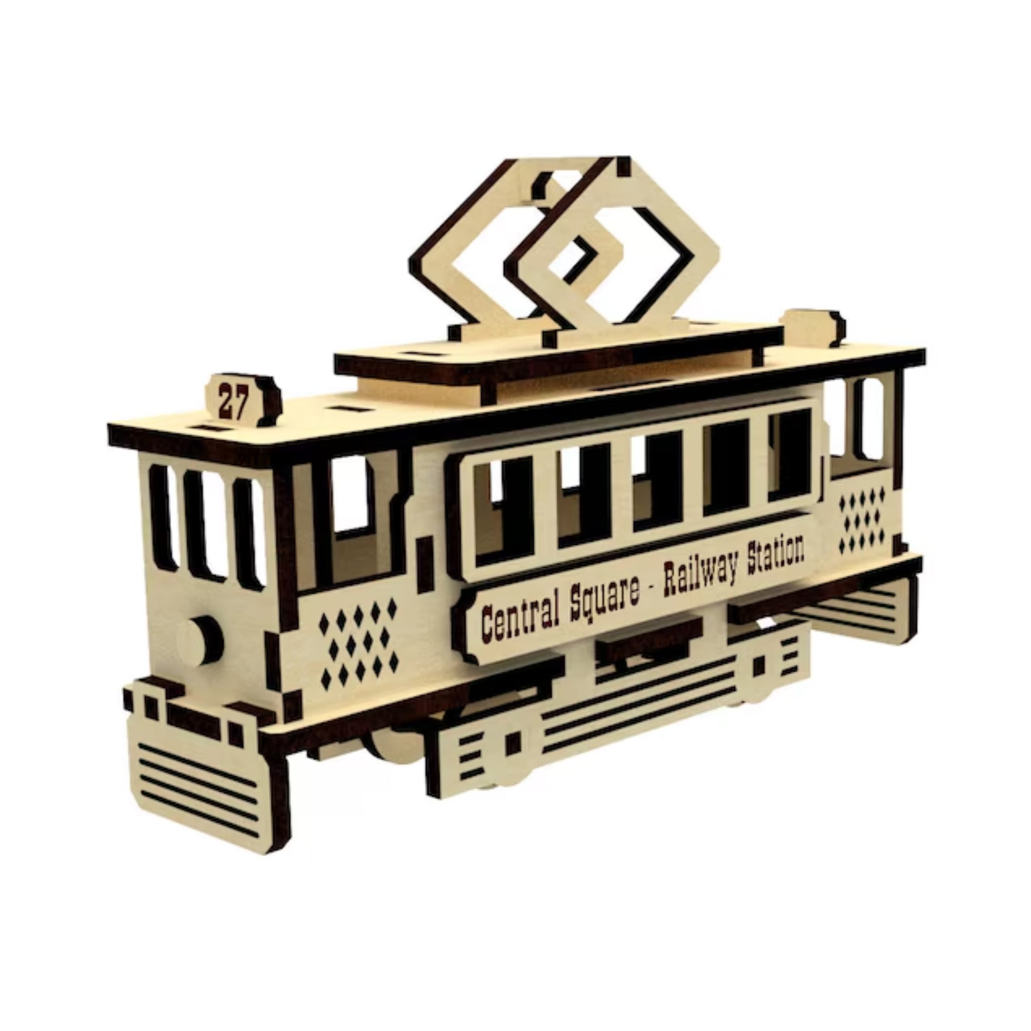 Small Old Style Cable Tram Miniature with Moving Wheels – Glowforge Shop
