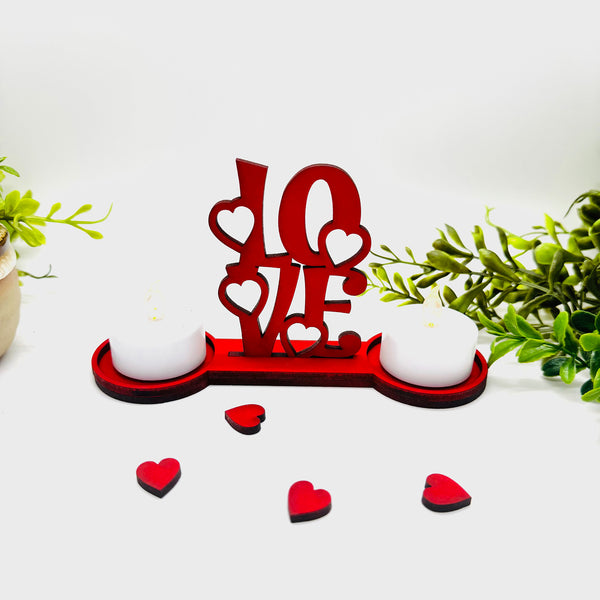 Stand Up LOVE Sign with Two Tea Lights Candle Holder – Glowforge Shop