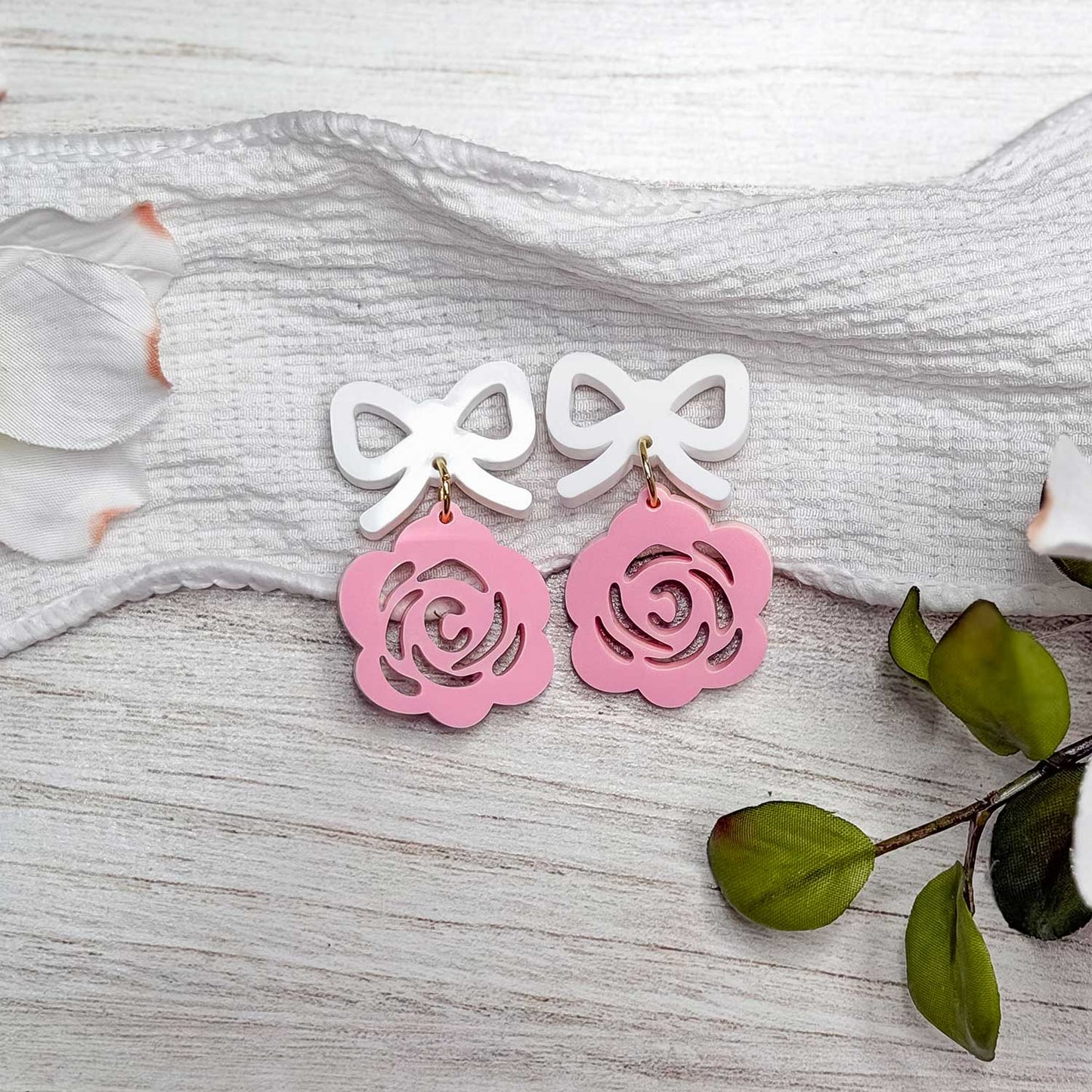 Sweet Spring Bow and Rose Earrings – Glowforge Shop