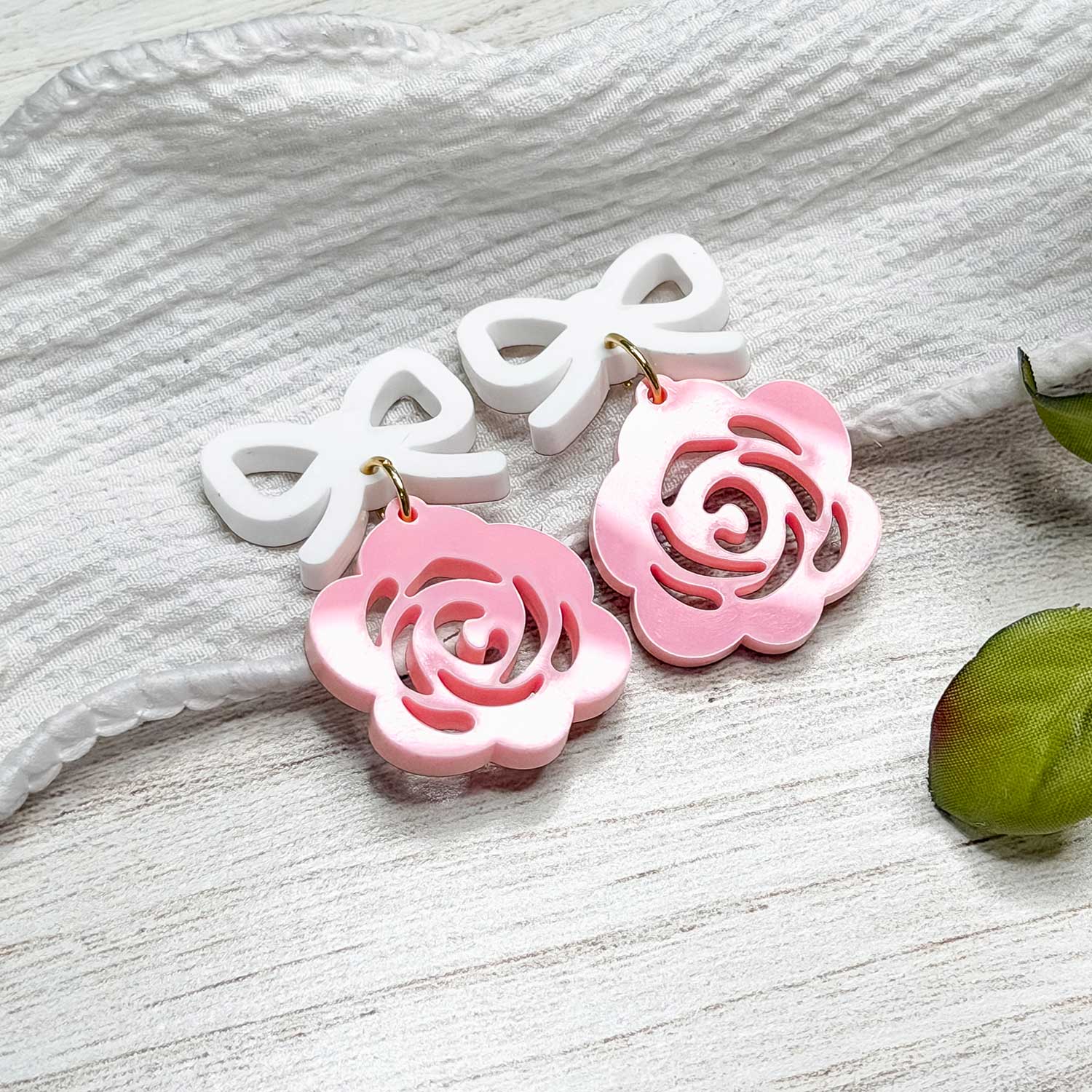 Sweet Spring Bow and Rose Earrings – Glowforge Shop