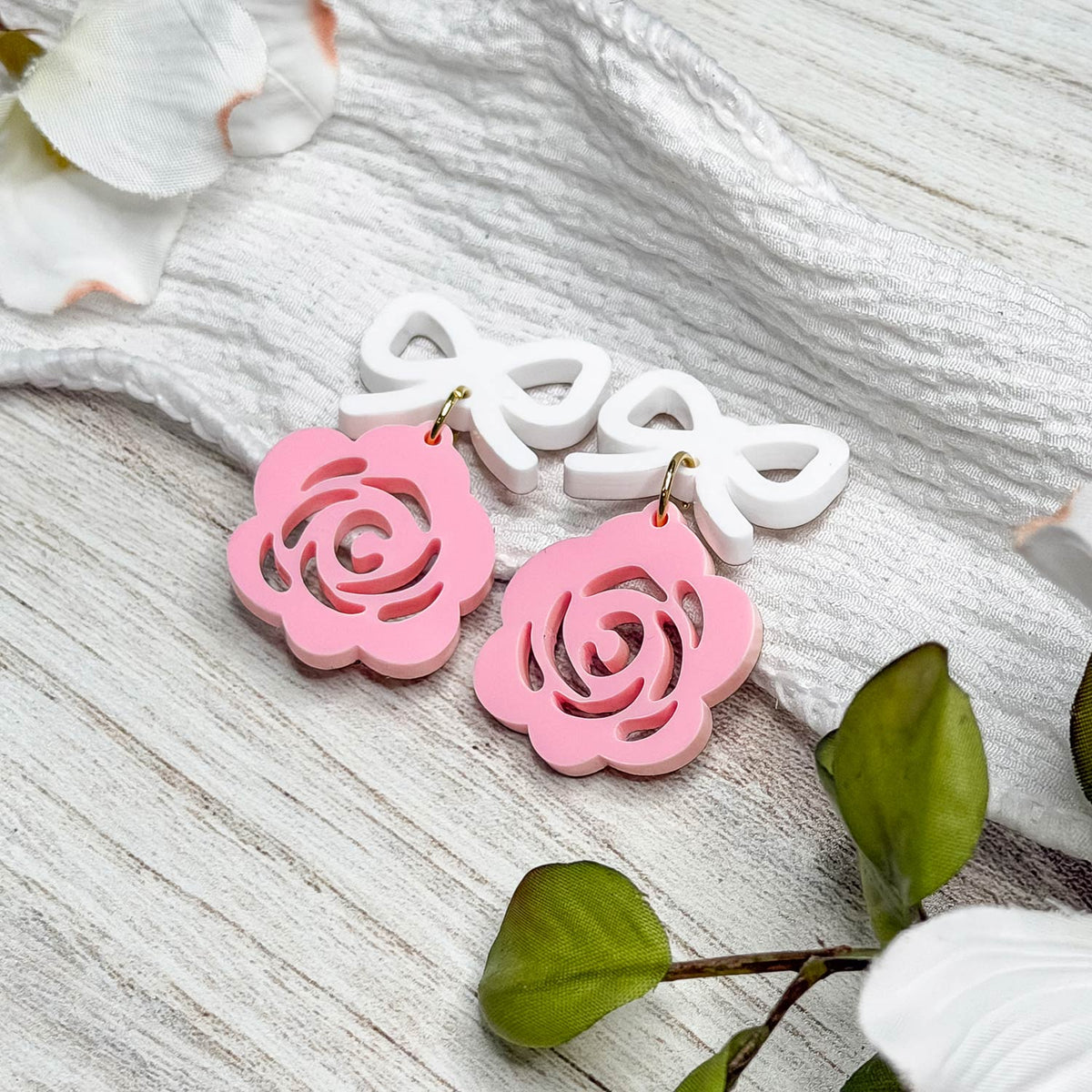 Sweet Spring Bow and Rose Earrings – Glowforge Shop