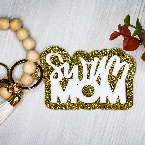 Swim Mom Layered Keychain – Glowforge Shop