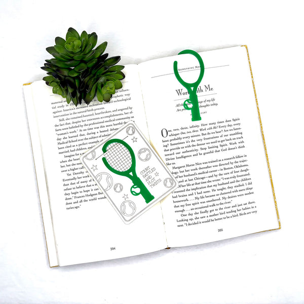 Tennis Racket Shaped Bookmark with Card Backer - Paperclip - Snack Bag ...