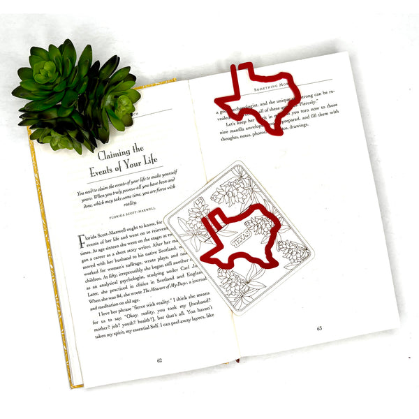 Texas Shaped Bookmark with Card Backer - Paperclip - Snack Bag Closure ...