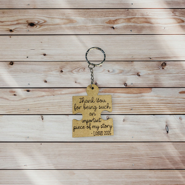 Thank You Puzzle Piece Teacher Gift Keychain Ornament – Glowforge Shop