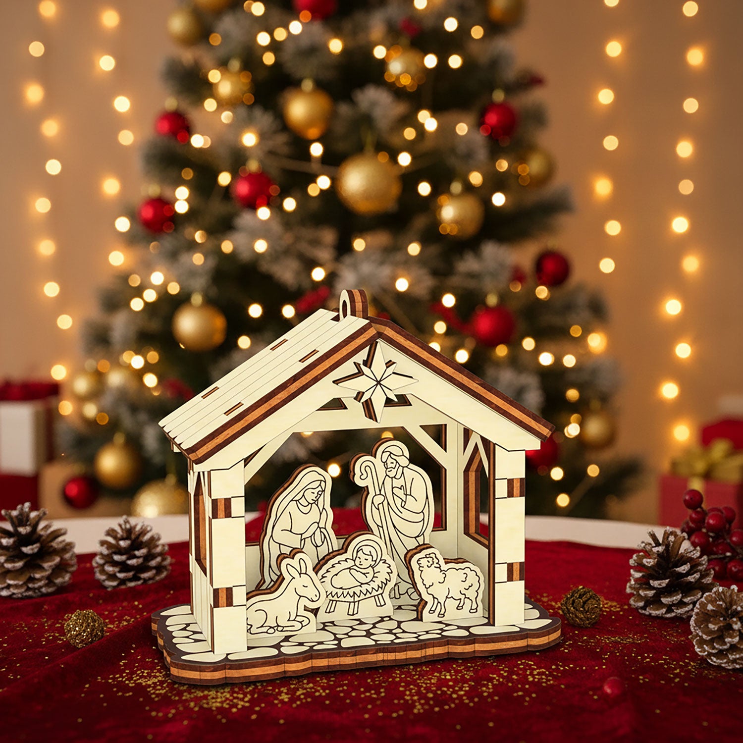 Tiny 3D Nativity Ornament - Christmas Miniature with Barn & Holy Famil ...