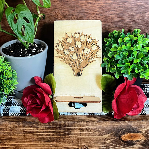Tulip Phone Stand - Floral Desk Accessory – Glowforge Shop
