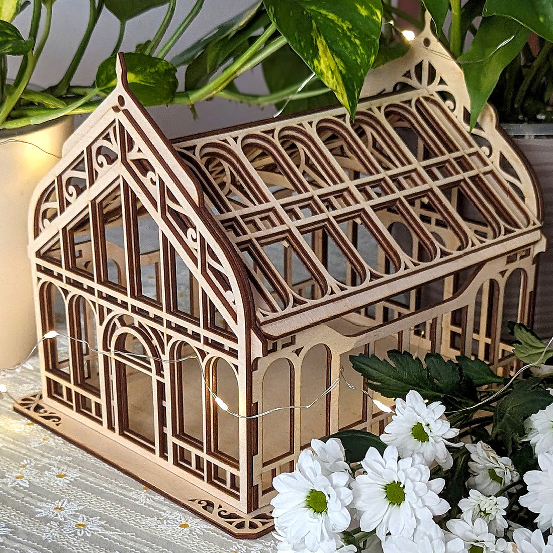 Victorian Greenhouse Box with Ornate Cutouts and Removable Lid Roof ...