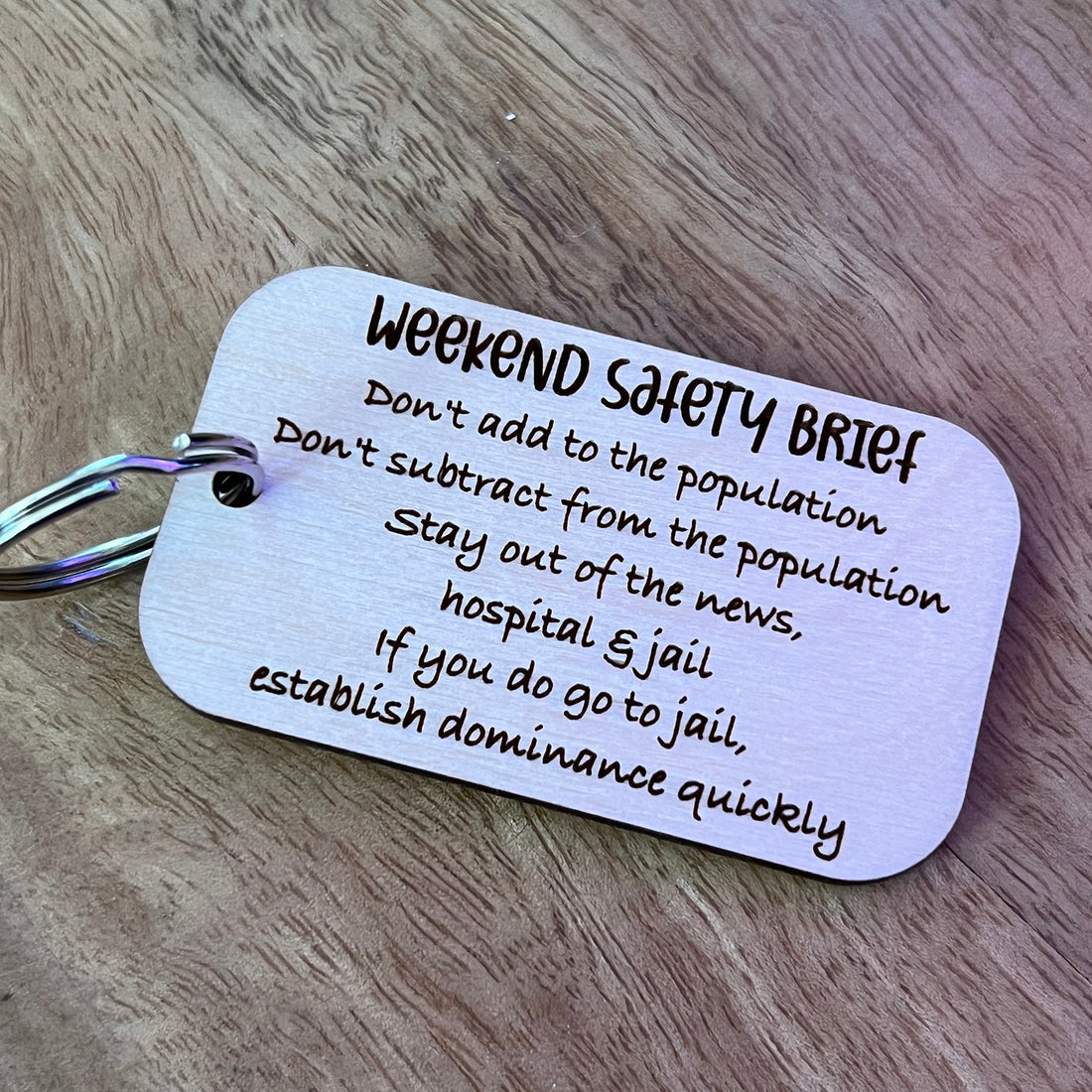 Weekend Safety Brief Keychain – Glowforge Shop