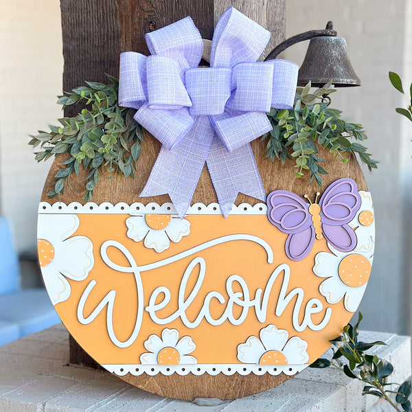 Welcome Floral Butterfly Door Hanger – Glowforge Shop