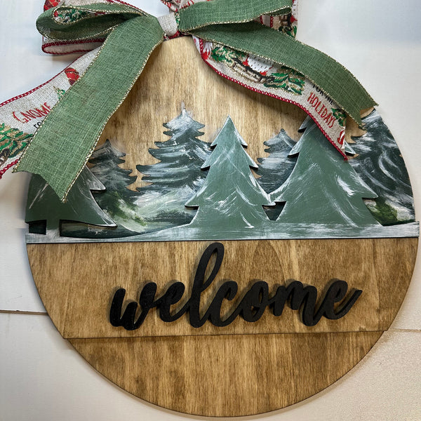 Welcome Snowy Tree Line Christmas Door Sign – Glowforge Shop
