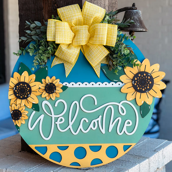 Welcome Sunflower Door Hanger with Layered Floral Design – Glowforge Shop