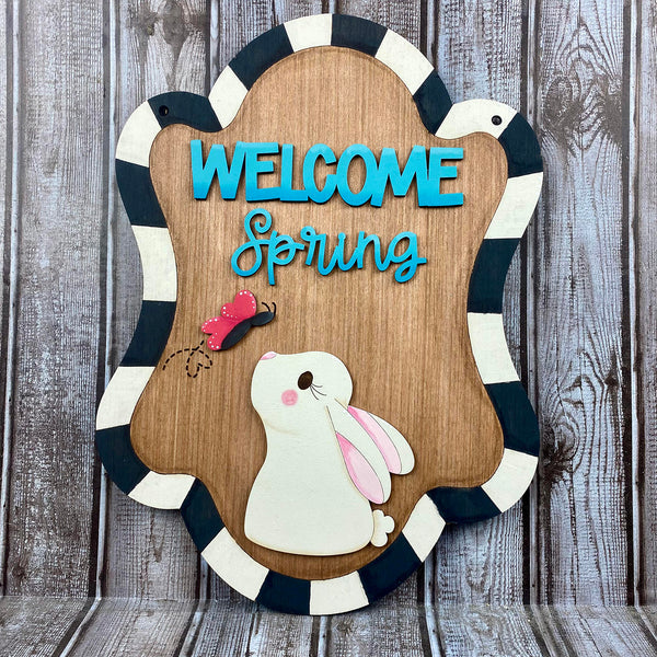Whimsical Spring Bunny and Butterfly Welcome Spring Sign – Glowforge Shop