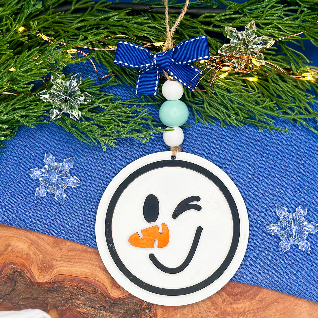 Winking Snowman Face Ornament – Glowforge Shop