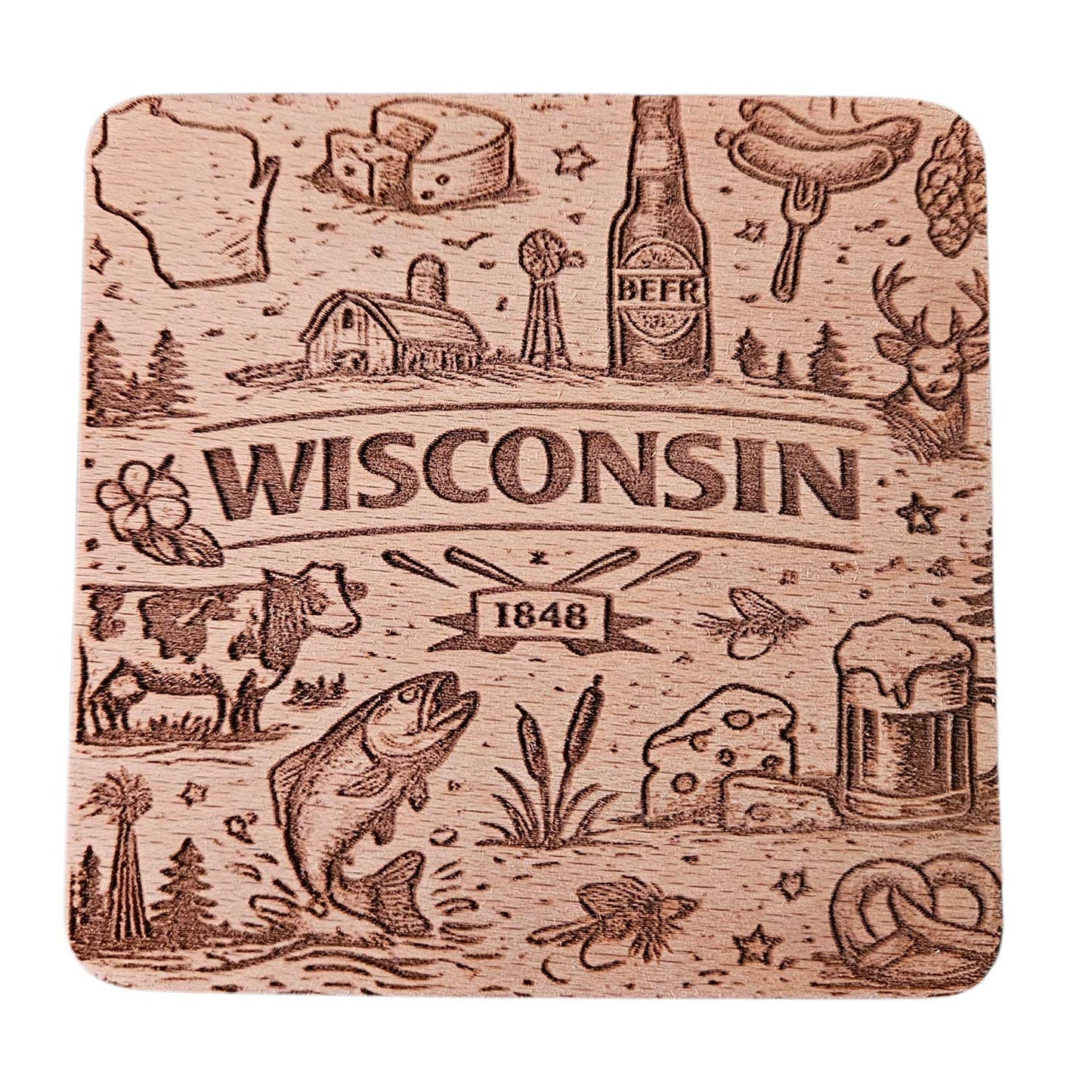 Wisconsin Coaster Design – Glowforge Shop