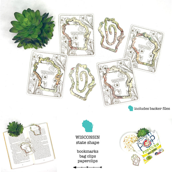 Wisconsin Shaped Bookmark with Card Backer - Paperclip - Snack Bag Clo ...