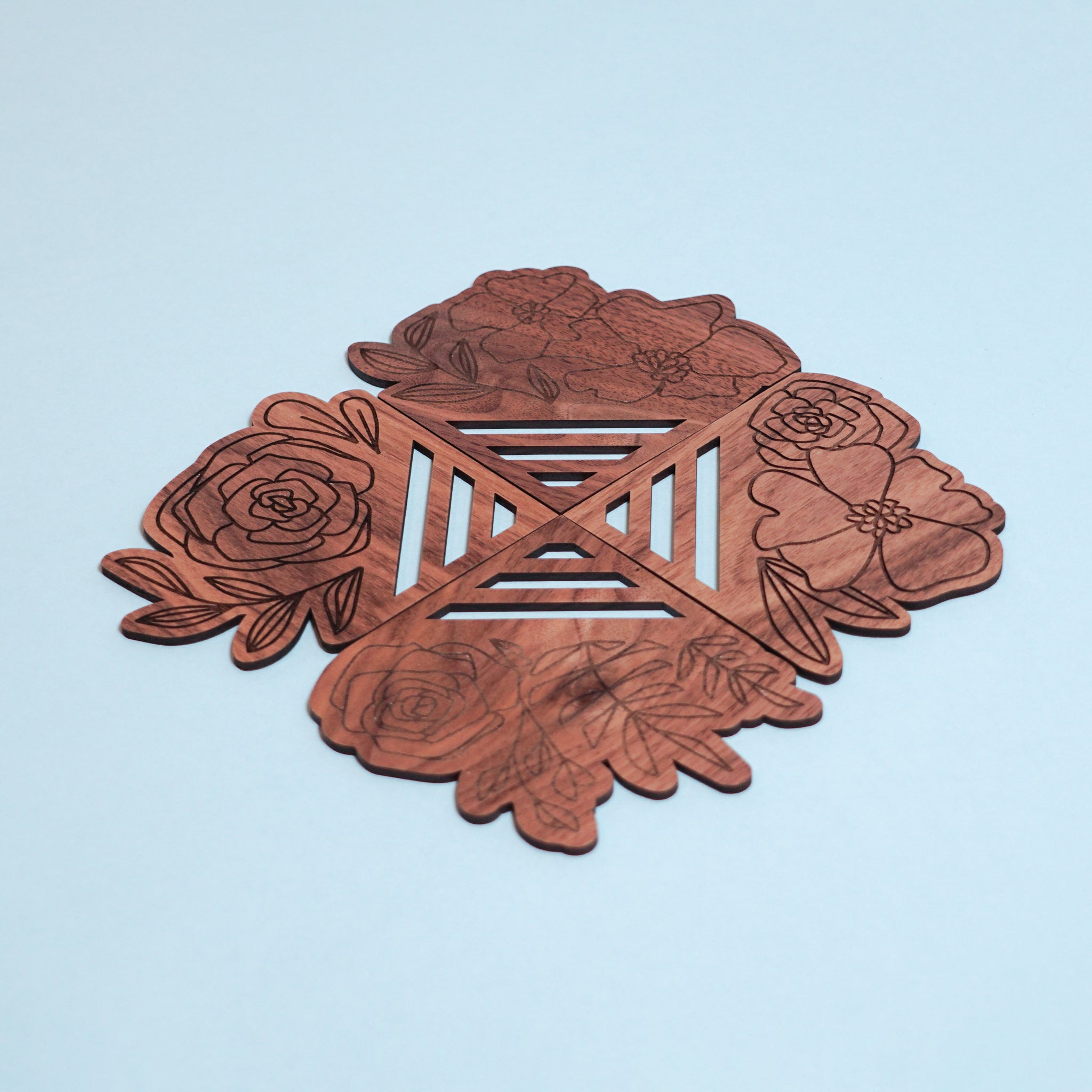 Floral Puzzle Coaster (Set of 4) – Glowforge Shop