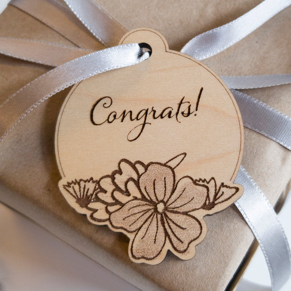Floral "Congrats" Gift Tag – Glowforge Shop