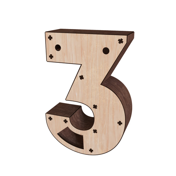Light-up Marquee Number Display "3" – Glowforge Shop