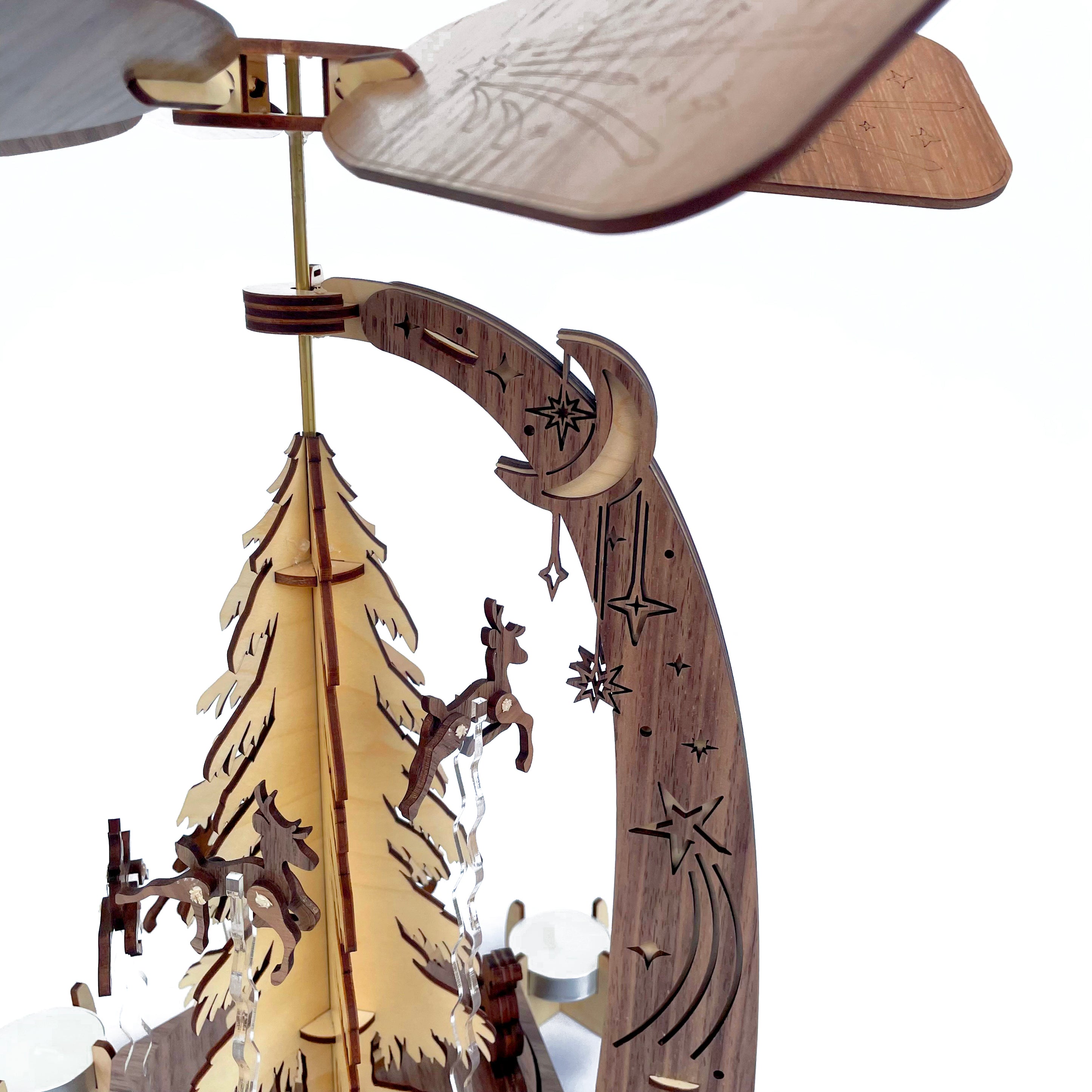 Reindeer Christmas Pyramid Candle Spinner – Glowforge Shop