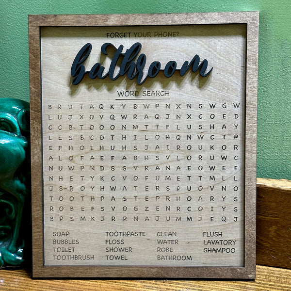 Bathroom Word Search Wall Sign – Glowforge Shop