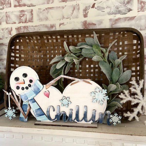 Chillin Snowman Shelf Sitter Mantel Winter Sign – Glowforge Shop