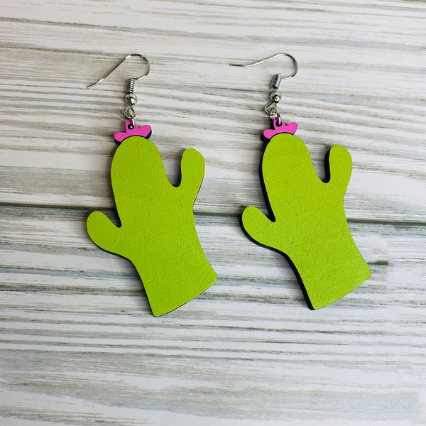 Cute Simple Cactus Flower Dangle Earrings – Glowforge Shop