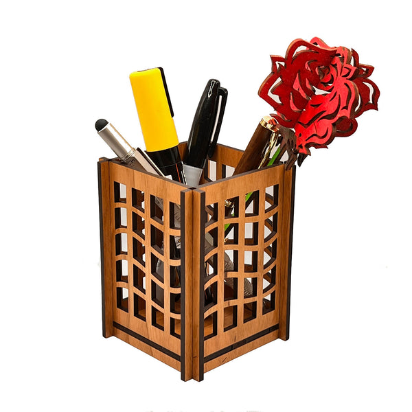 Desk Organizer Box - Pens - Pencils / LED Lantern - Wave Design ...