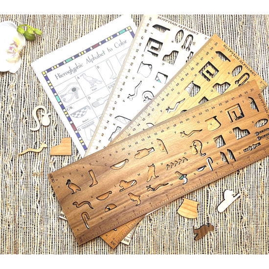 Egyptian Hieroglyphic Alphabet Stencil ( With Rulers) – Glowforge Shop