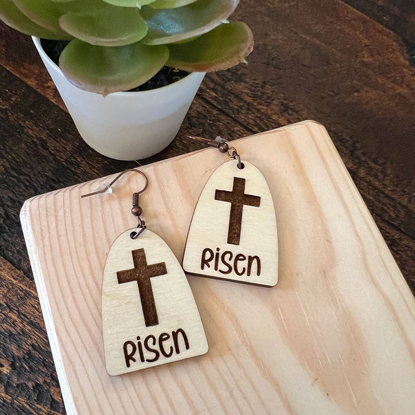 Faith/Christian Risen Cross Dangle Earrings – Glowforge Shop