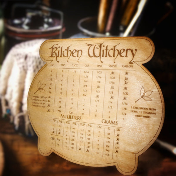 Kitchen Witch Conversion Chart With Metric, Smidgen, Dash, Pinch, and ...