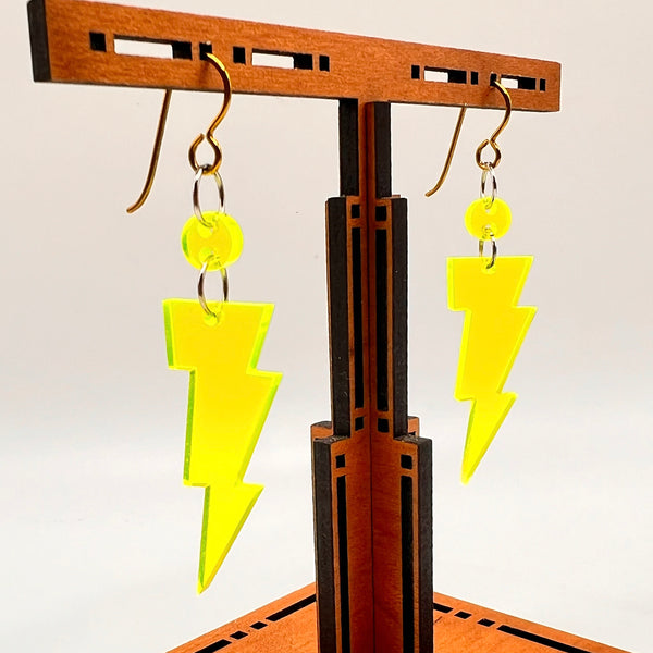 Lightning Bolt Earrings and Pendant - 1980's Style – Glowforge Shop