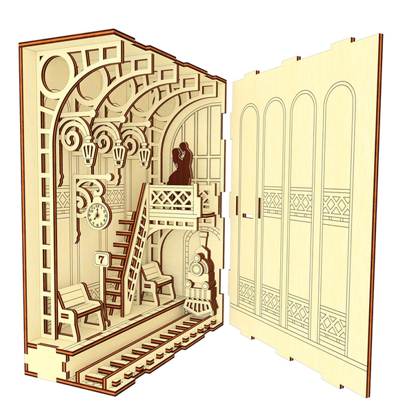Railway Station Book Nook with Romantic Couple Scenery – Glowforge Shop