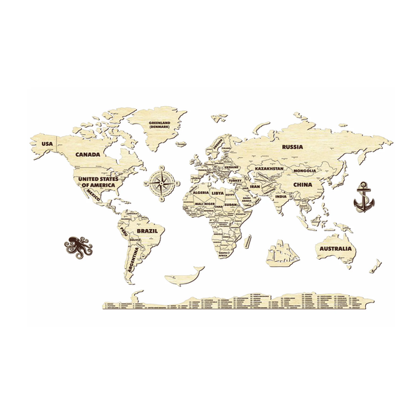Explorer Puzzle World Map 2 – Glowforge Shop