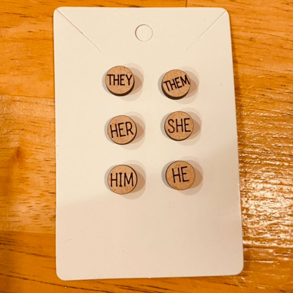 Simple Pronoun Pride Affirmation Lgbt Lgbtq Stud Earring Set