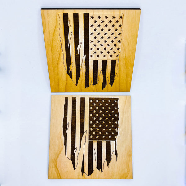 Tattered USA Flag Coasters (Set of 2) – Glowforge Shop