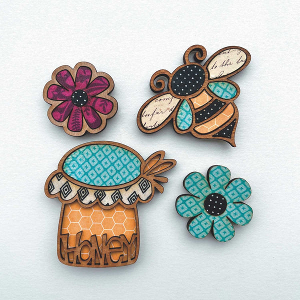 Whimsical Bee Magnet Collection (Set of 4) – Glowforge Shop