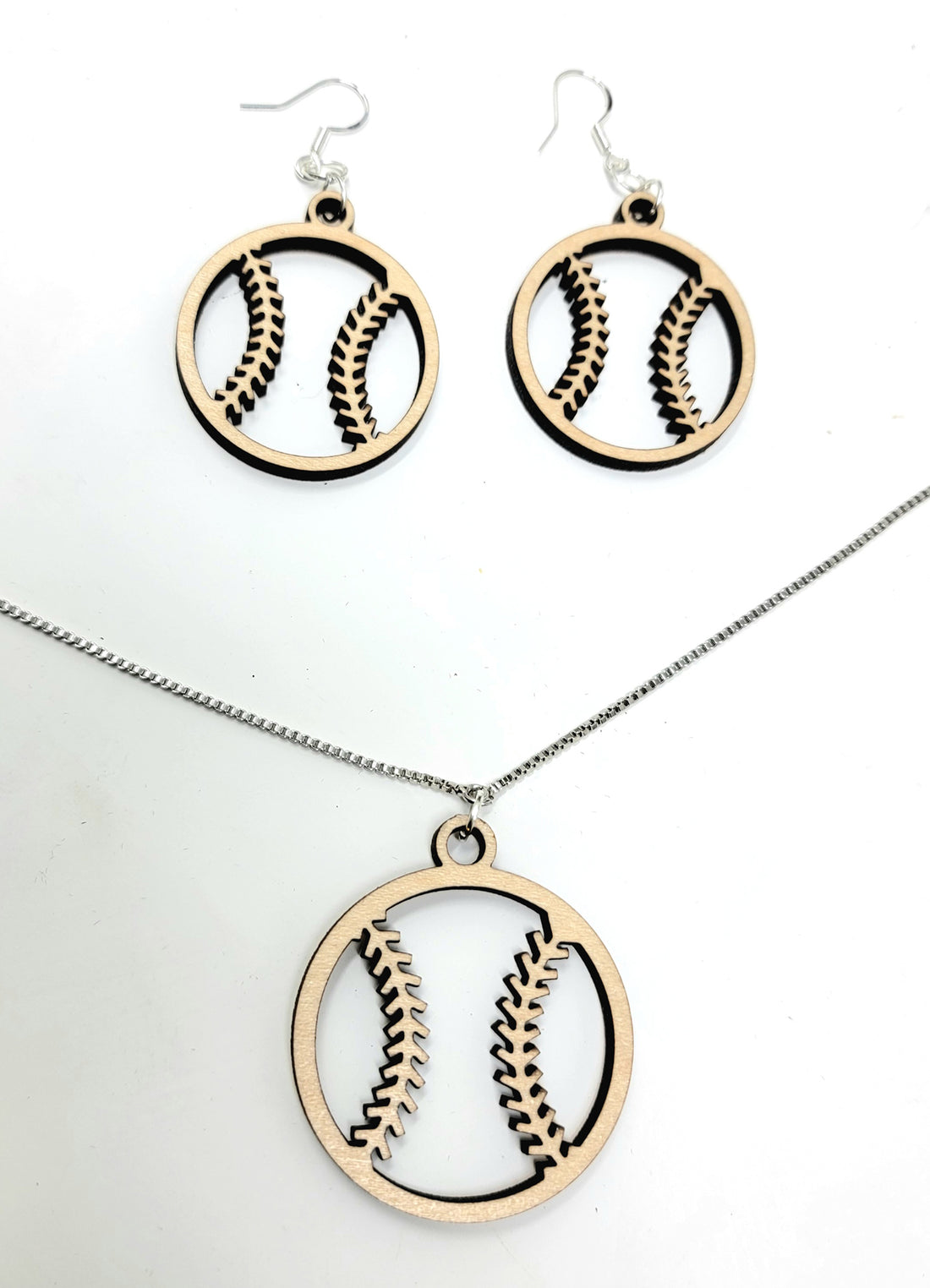 Baseball Earrings and Pendant Set – Glowforge Shop