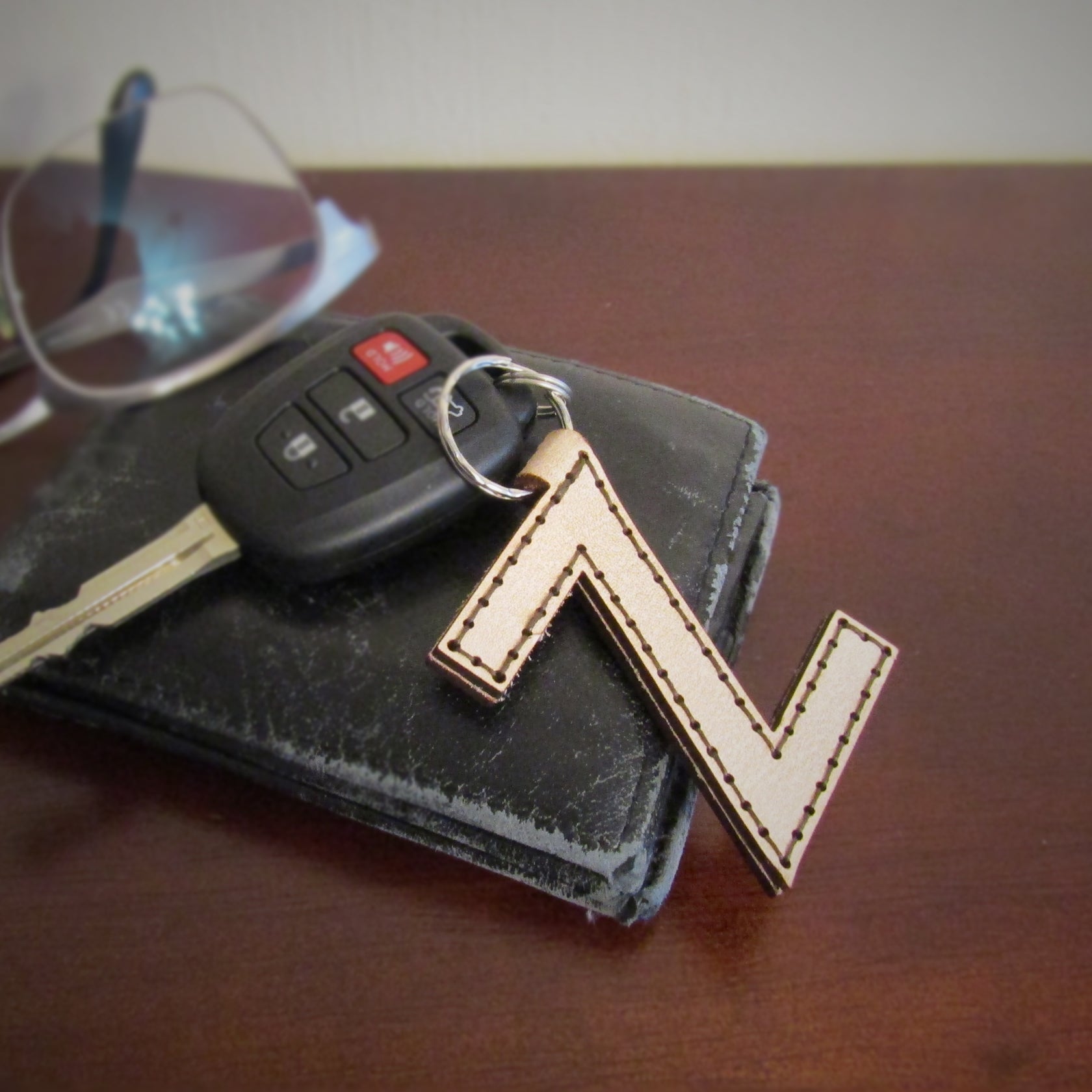 Stitched Leather Initial Keychains Set – Glowforge Shop