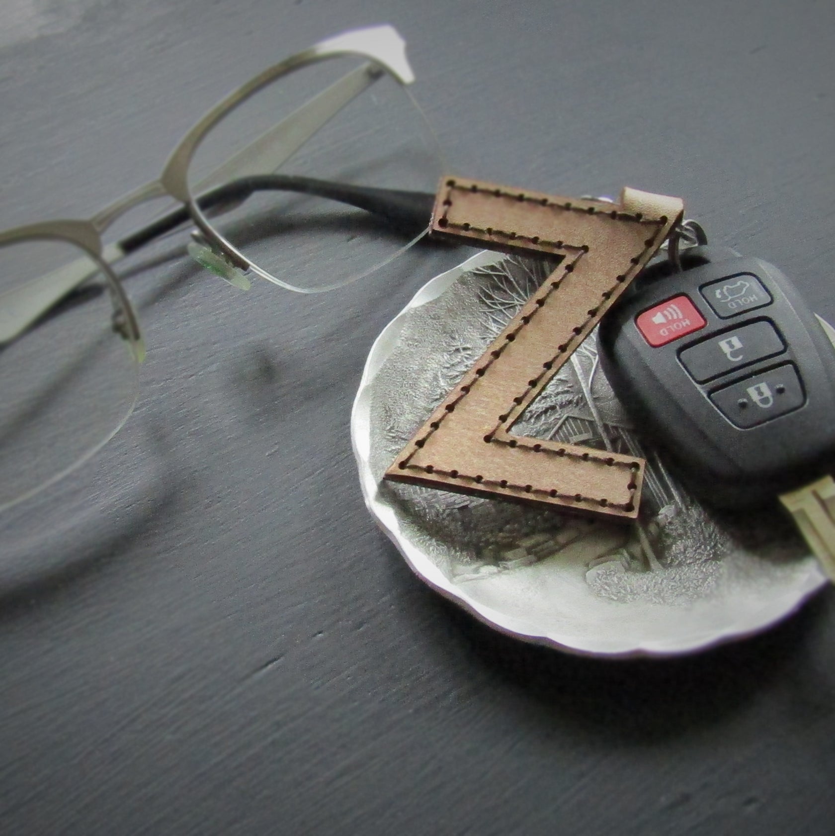 Stitched Leather Initial Keychains Set – Glowforge Shop