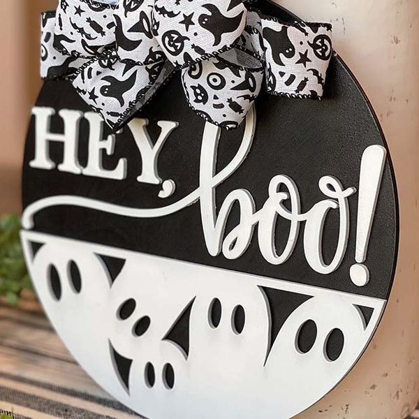 Hey Boo Half Round Halloween Sign – Glowforge Shop